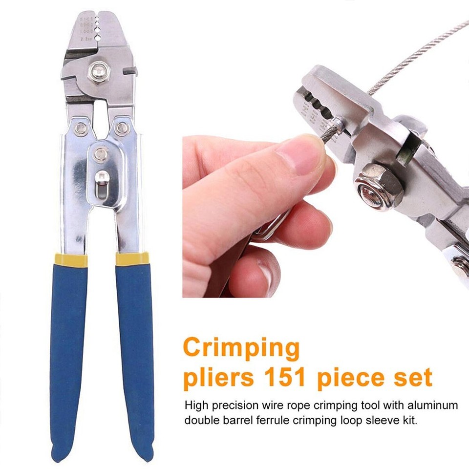 150PCS Aluminum Cable Crimp Sleeves Clip Ferrule For Steel Wire Rope ...