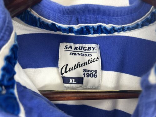 South Africa SA Springboks Rugby Blue Polo Shirt Mens Size XL Striped ...