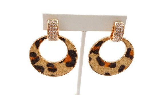 Dangle Earrings Gold Tone Crystal Leopard Print | eBay