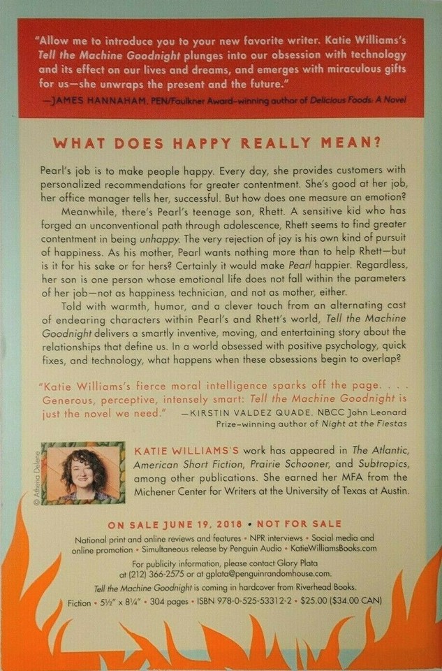 NEW ARC Tell The Machine Goodnight by Williams ARC Uncorrected Proof ...