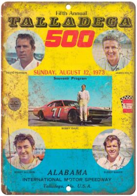 Talladega 500 Alabama Speedway David Pearson Reproduction Metal Sign ...