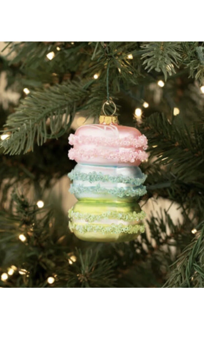 Anthropologie Glass Macaron Stack Christmas Ornament French Food Paris ...