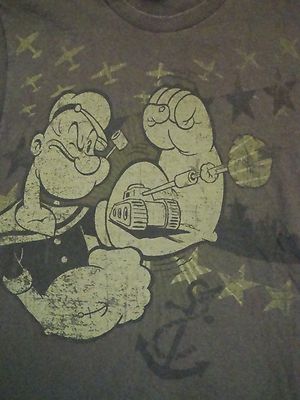Popeye The Sailor Man Big Guns Anchor Muscles Carton WW2 Army T Shirt S ...