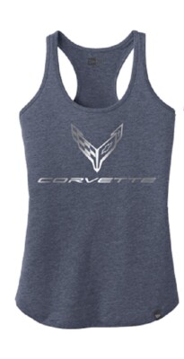 LADIES CORVETTE C8 RACER BACK/TANK TOP BLUE NEXT GEN FOIL S,XL34.00+2XL ...
