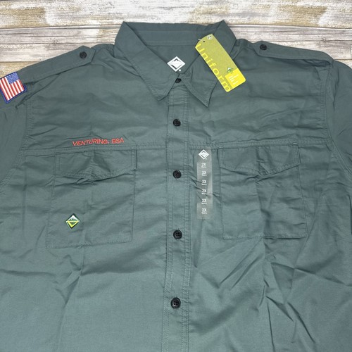 Venturing BSA NEW Men’s Short Sleeve Green Uniform Nylon Shirt 2X XXL ...