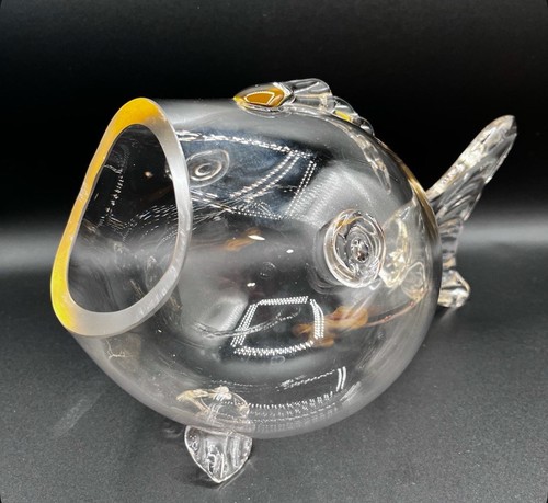MCM Clear Art Glass Fish Shaped Bowl/Aquarium Nautical Terrarium Home ...