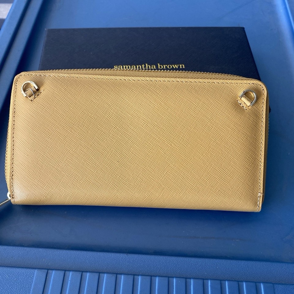 Samantha Brown Camel Tan Pebble Clutch Wallet Zip Around w/ Strap New ...