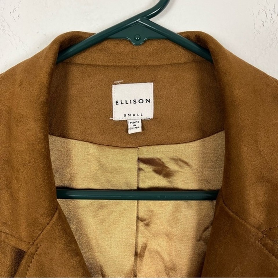 Ellison Faux Leather Brown Suede Moto Jacket- Waist Belt- Size Small | eBay