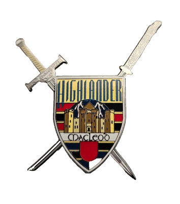 Highlander Vintage MacLeod Family Shield Crossed Swords Lapel Pin Metal ...
