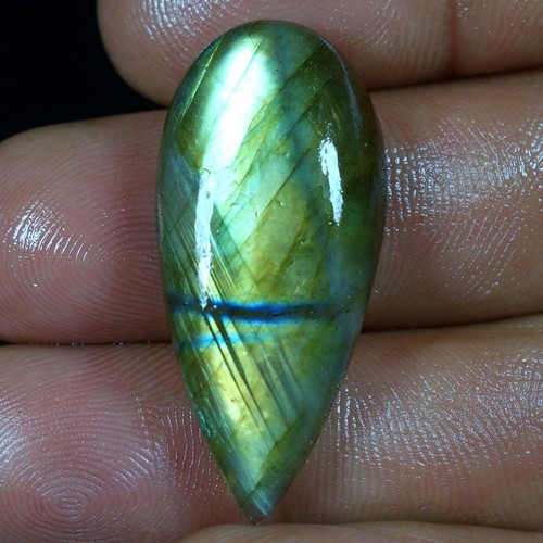 100% Natural Yellow Labradorite Pear Cabochon Gemstones 25.30Cts. 16X ...