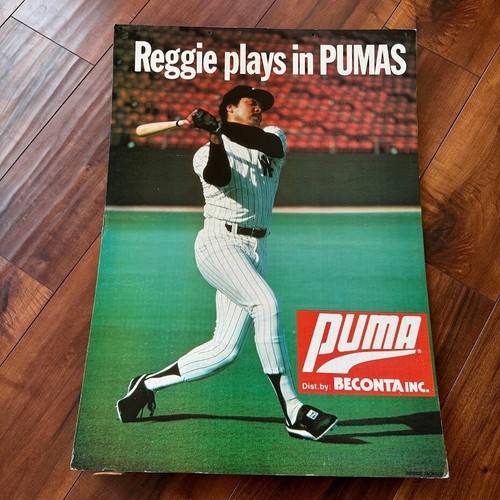 Original 1970s Reggie Jackson Yankees Baseball Puma Cardboard Sign 18 ...