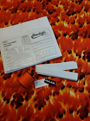 Haan Crafts Big Fun Print Boxers Sewing Kit, Flames Print, Sizes 2XL ...