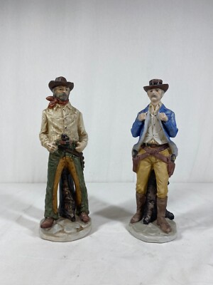 VINTAGE PORCELAIN GUN FIGHTER FIGURINE(S) WILD WEST GUN SLINGER COWBOYS ...