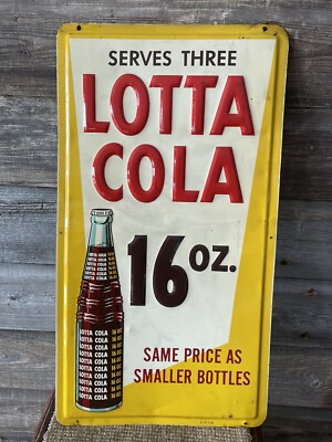 Vintage Soda Sign Tin Embossed Lotta Cola Advertising Sign | eBay