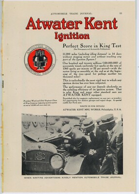 1916 Atwater Kent Ignitions Ad: King Motor Car w/ Co. President Picture ...