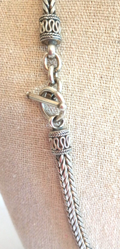 Vintage Sterling Silver Bali Wheat Woven Foxtail Chain Toggle Necklace ...