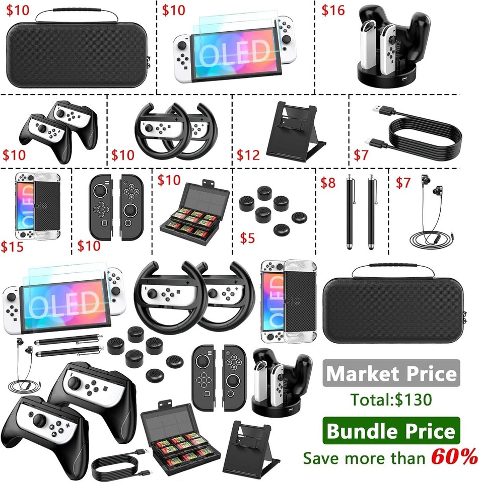 [27 In 1] Switch OLED Accessories Bundle for Nintendo Switch OLED Case ...