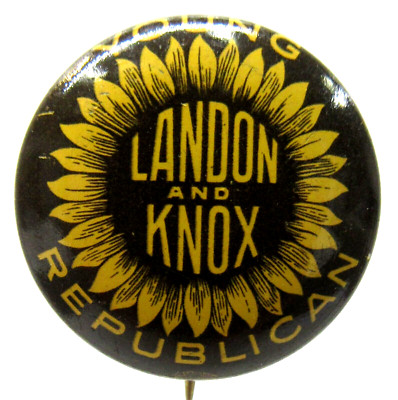 1936 LANDON AND KNOX YOUNG REPUBLICAN president tin litho 7/8" pinback ...