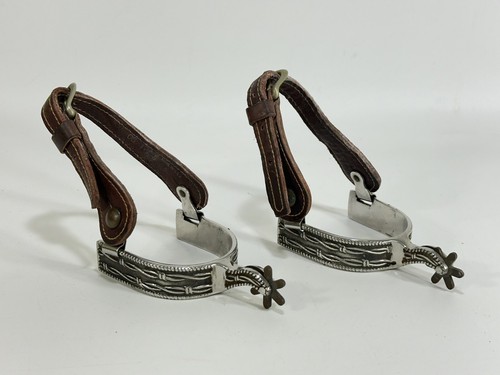 Vintage Pair Western Cowboy Spurs With Leather Straps ~ Metal Korea ...