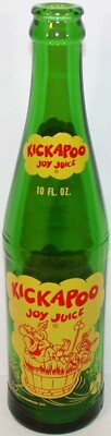 Vintage soda pop bottle KICKAPOO JOY JUICE yellow and red Capp Dogpatch ...