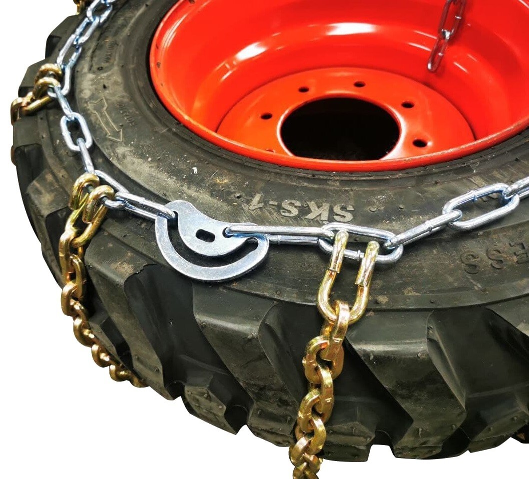 NEW (2) HEAVY DUTY SKID STEER TIRE CHAIN 12x16.5 8MM SQUARE LINK BOBCAT ...