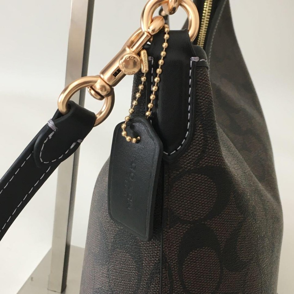 COACH Laurel Shoulder Bag Signature Canvas CV975 Walnut/Black Outlet ...