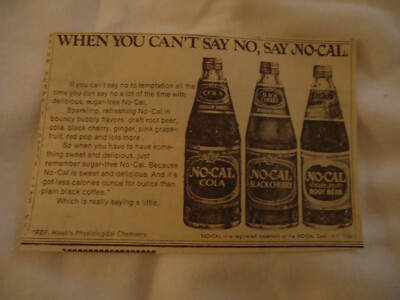No-Cal Cola Soda 1972 bottle newsprint ad | eBay