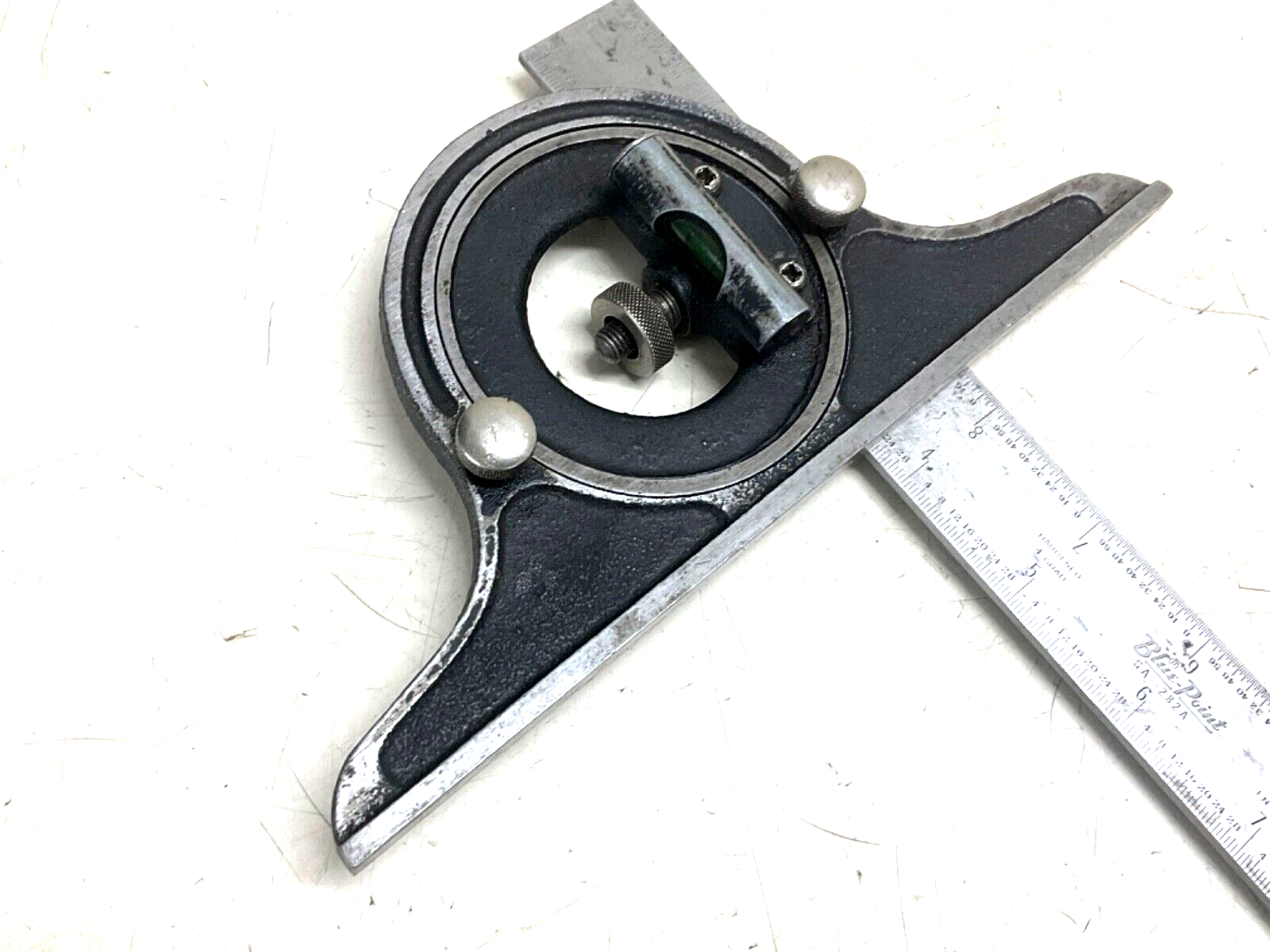 BLUE-POINT TOOLS GA-282A 12” RULE w/ PROTRACTOR HEAD, 8ths 16ths 32nds ...