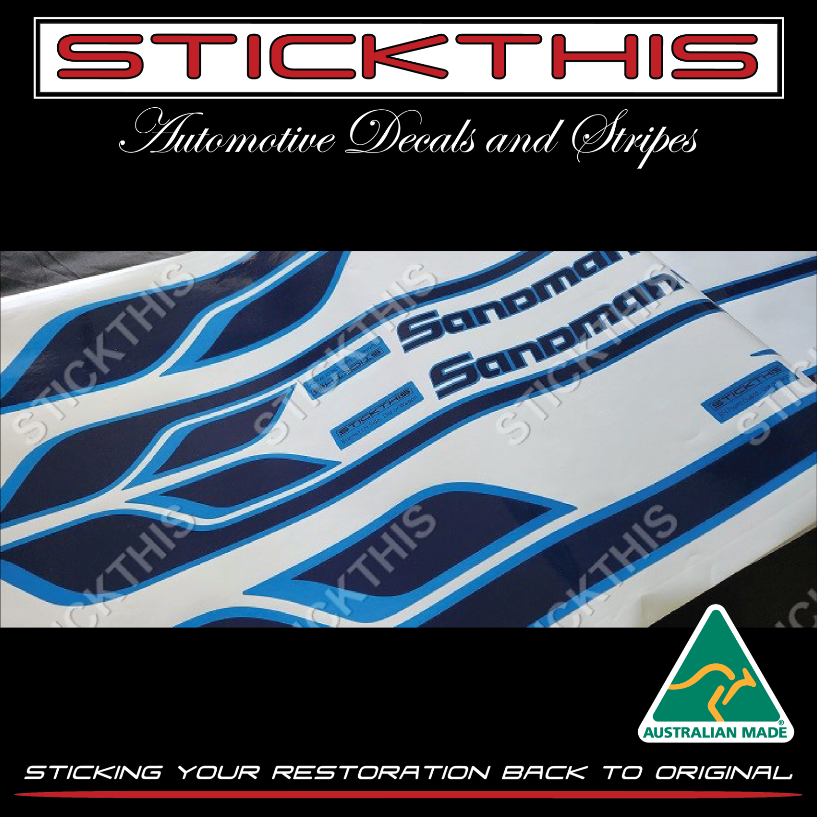 VF Sandman Stripes Decals - Blue on Blue - Suit Holden, HSV VE VF Ute ...