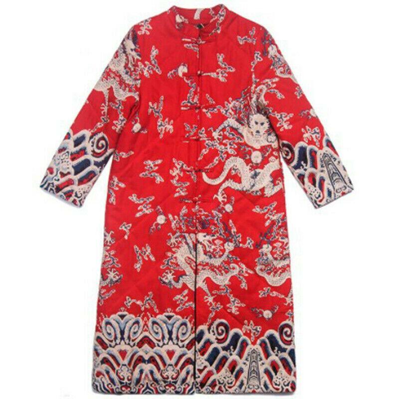 Dargon Women's Quilted Long Robe Jacket Qipao Coat Outwear Retro Ethnic ...