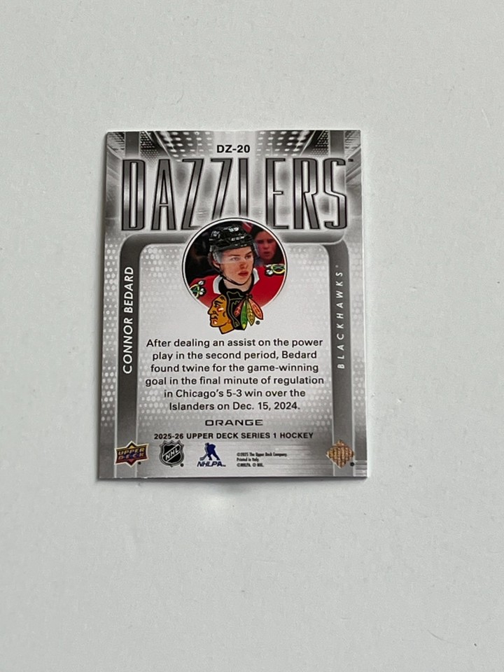 2025-26 UPPER DECK DAZZLERS ORANGE DZ-20 CONNOR BEDARD - CHICAGO ...