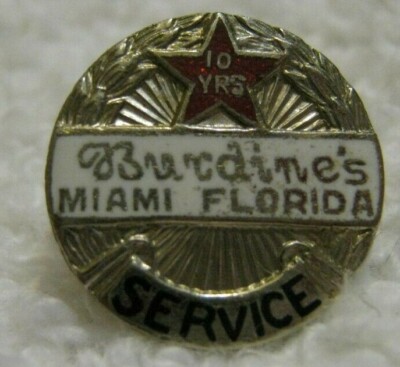 RARE 1930s (Script Logo) BURDINE'S Florida Dept Store 10 Year Gold ...