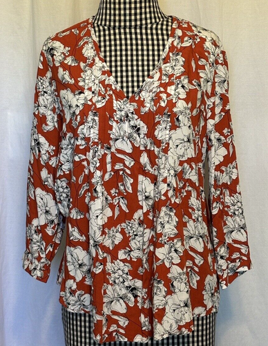 NEW Fun2Fun Maley Pleated Detail Top size Small in Burnt Orange | eBay