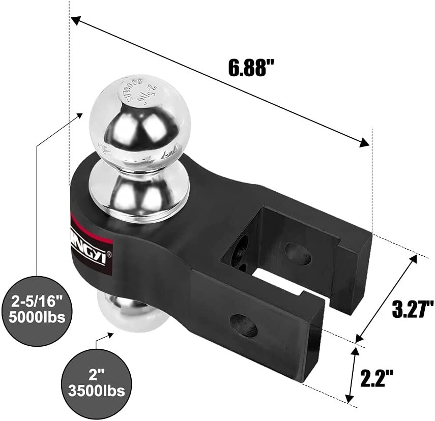 Adjustable Trailer Hitches Ball Mount 6" Drop Hitch with 2"3500lbs &2-5 ...