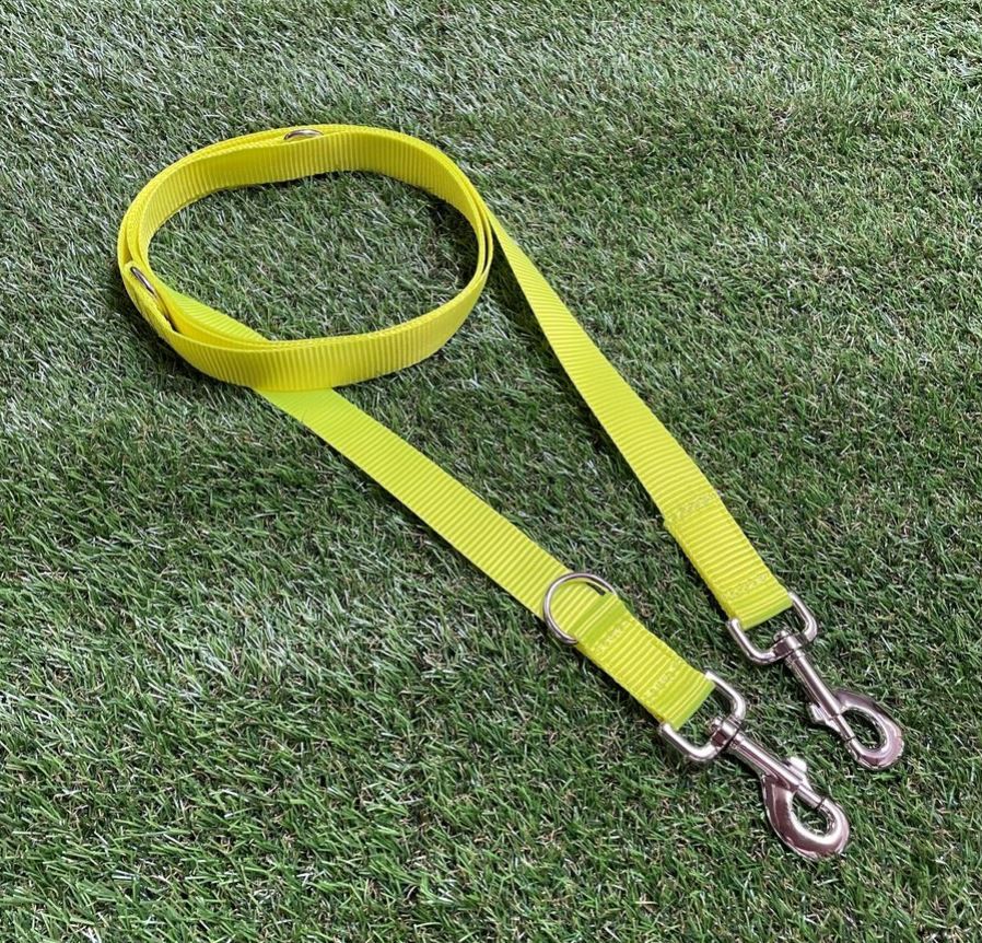 Police Style Dog Training Lead Double Ended Leash Fluorescent Yellow ...