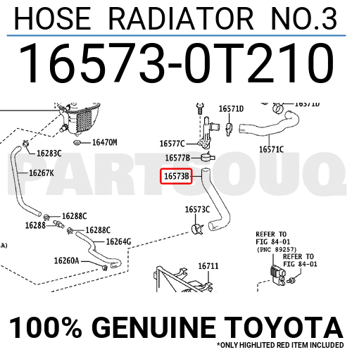 165730T210 Genuine Toyota HOSE RADIATOR NO.3 16573-0T210 | eBay