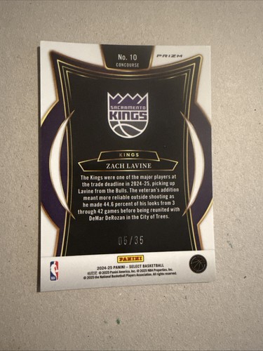 2024-25 Panini Select - Concourse Zach LaVine #10 White Scope Prizm /35 ...