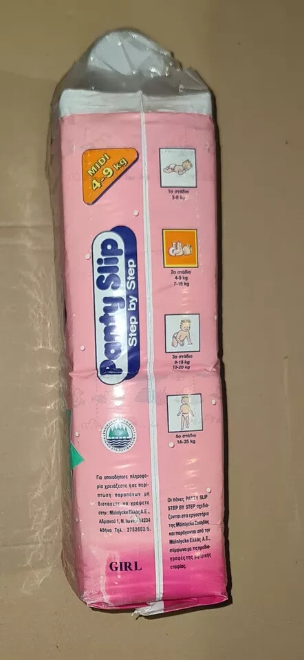Vintage 90s Greece Plastic Diapers PANTY SLIP GIRL 38 nappies 4-9kgs ...