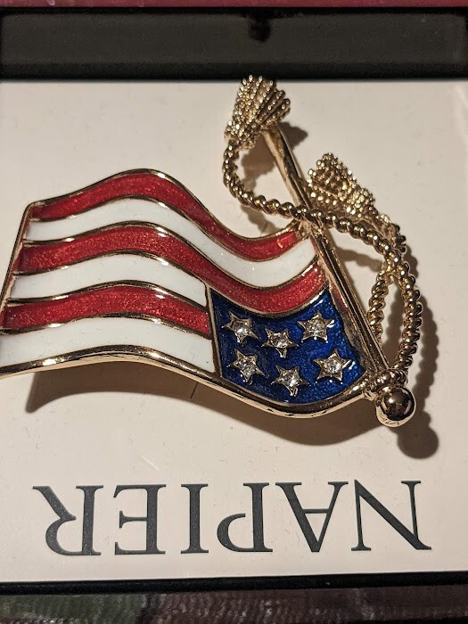Napier Patriotic American Flag, Red, White & Blue Brooch Pin NEW in ...