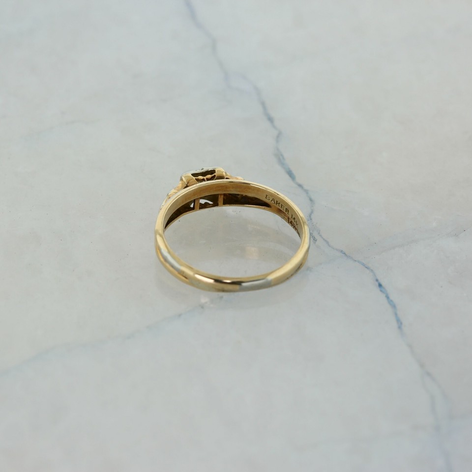 14K YG 0.20 ct tw Diamond Ring Conjoined Ring and Band Size 6.5 Circa ...