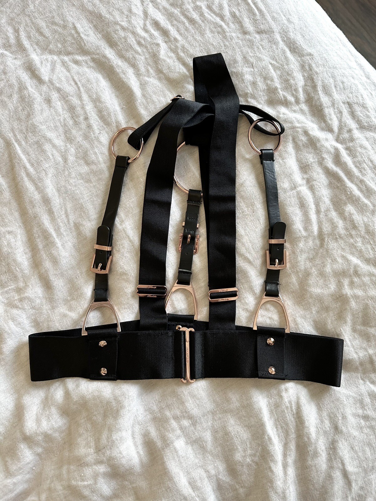 Honey Birdette Carter Bra And Harness Rose Gold 34D - Gem