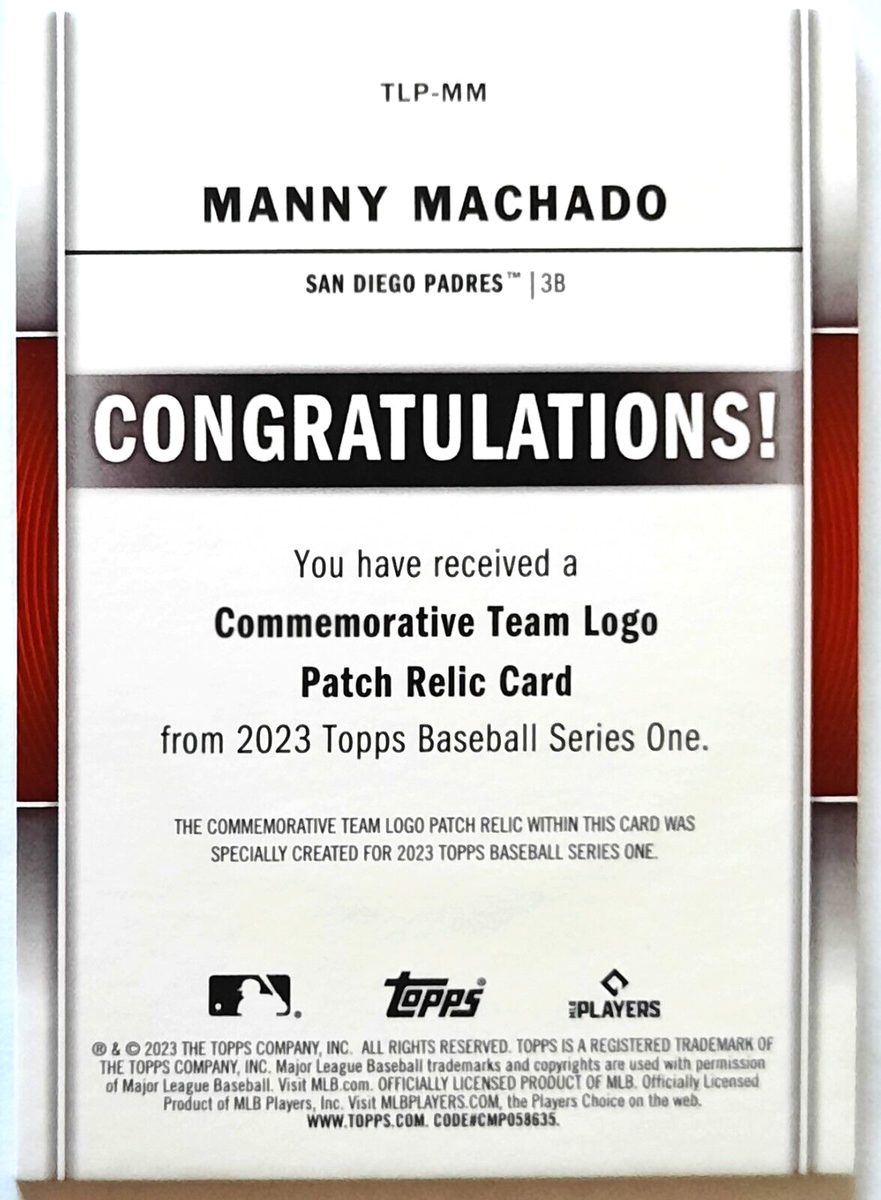 Manny Machado 2023 Topps Team Logo Patch Relic Card #TLP-MM Manny Machado 2023 Topps Team Logo Patch Relic Card #TLP-MM