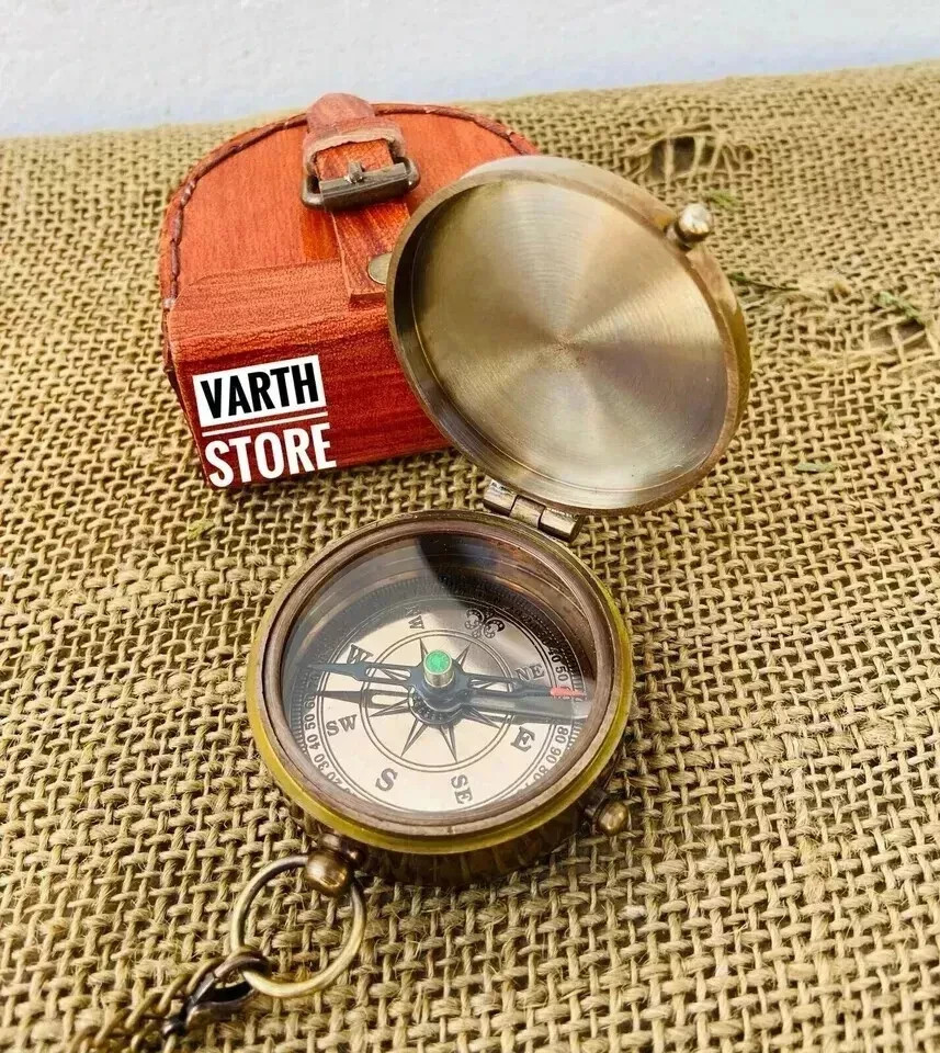Vintage Antique Brass Pocket Compass Nautical Maritime Gift Compass ...