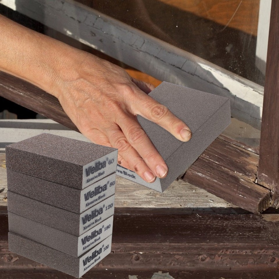 5 Pcs Sponge Sanding Block Polishing Sandpaper Coffee Color Drywall Use ...