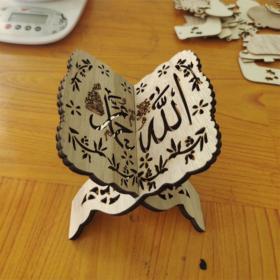 Eid Mubarak Wooden Shelf Islam Bible Rack Kuran Quran Holy Book Stand ...