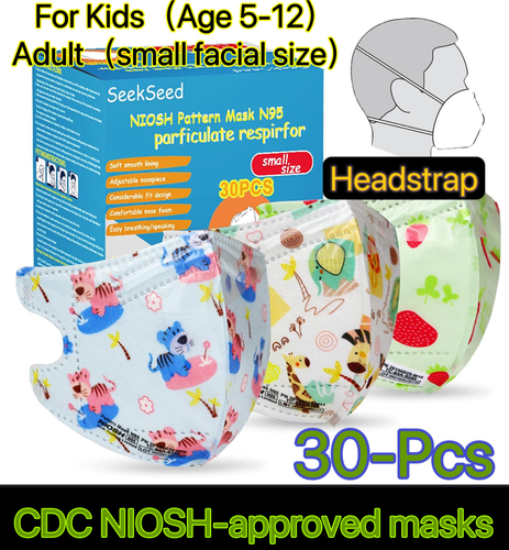 NIOSH Approved N95 Respirator 30Pcs 5Ply Disposable Kids Printed Face ...