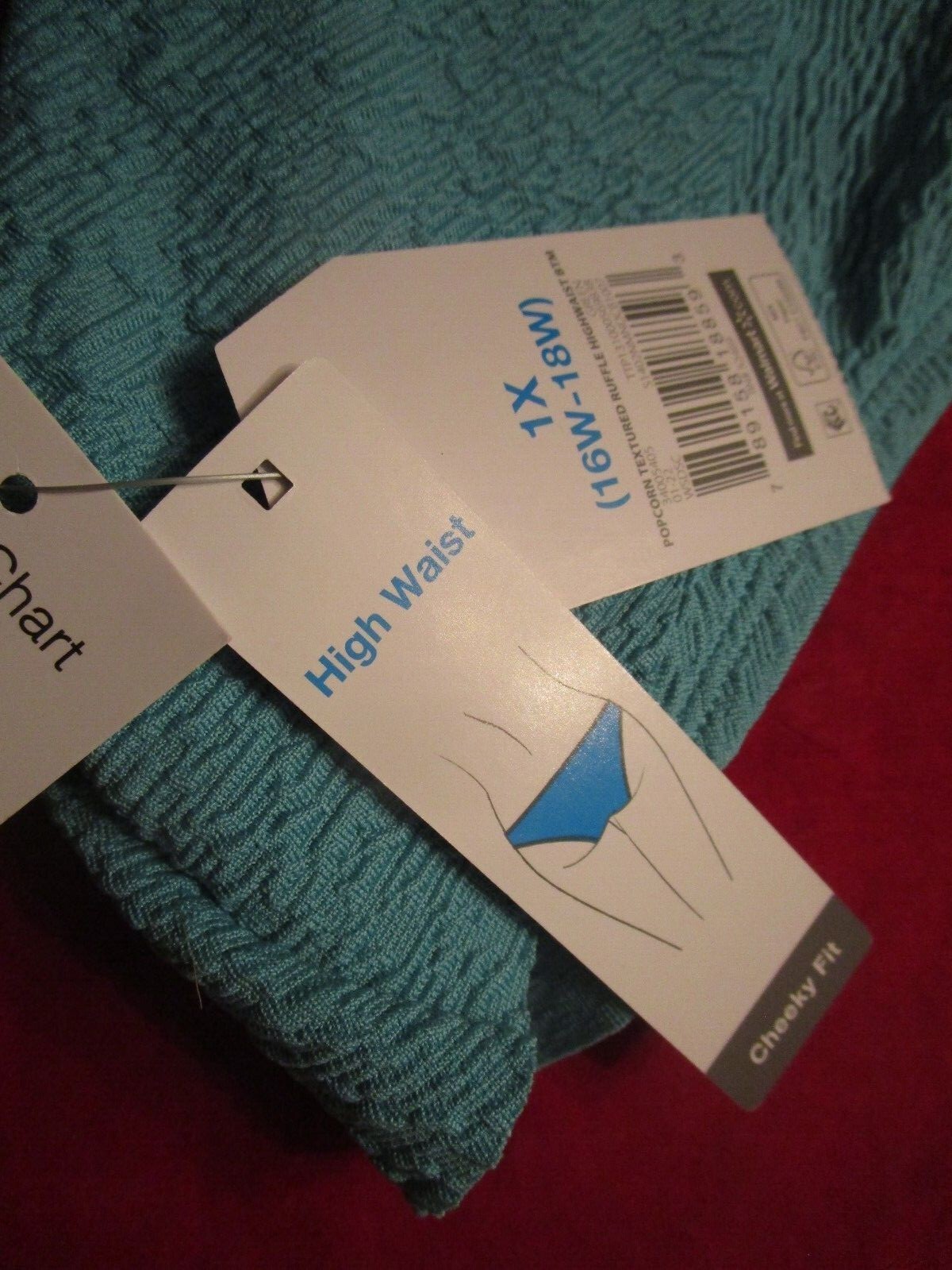 Time and Tru Cheeky Fit Swim Swimsuit Popcorn Texture High Rise Plus 1X ...