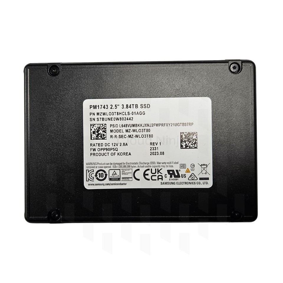 Samsung 3.84TB SFF 2.5" PM1743 PCIe U.3 MZ-WLO3T80 MZWLO3T8HCLS-01AGG ...