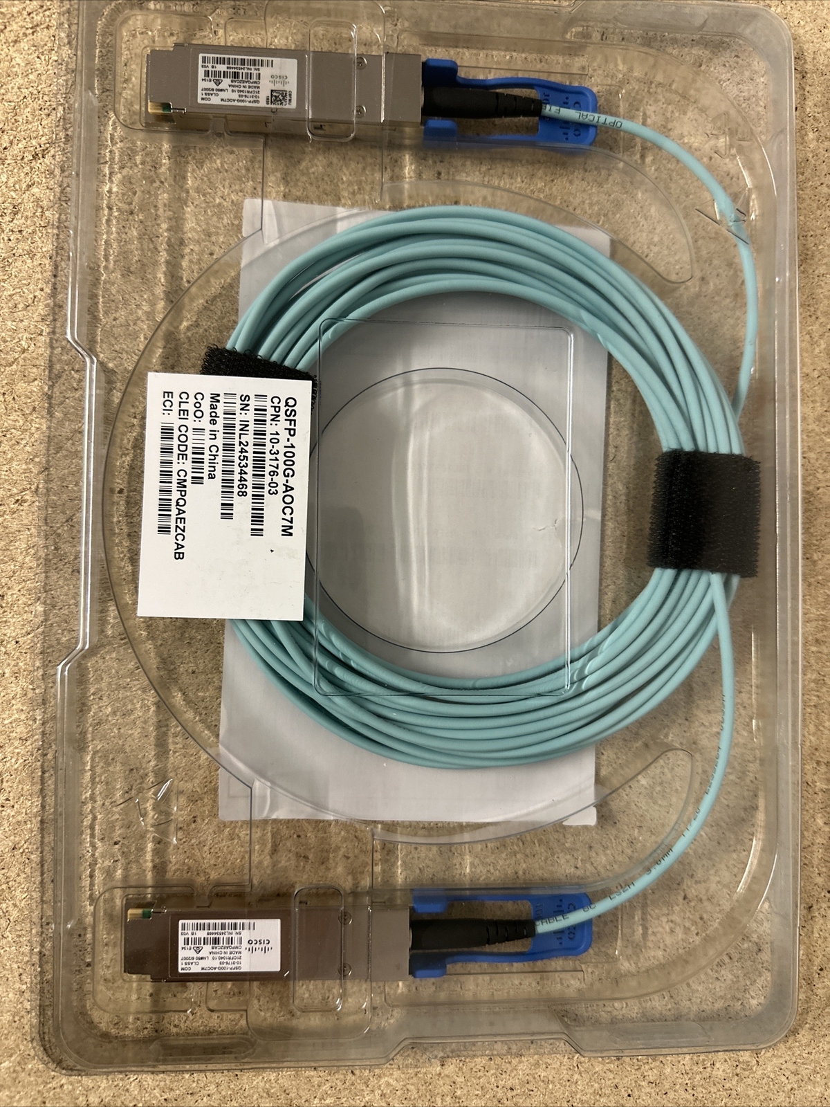 Cisco Active Optical Cable - 7m, Blue (QSFP-100G-AOC7M) for sale online ...
