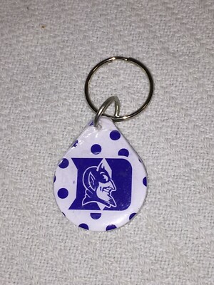 Duke Blue Devils POLKA DOT Rain Drop Blue and White Key Chain Key Ring ...